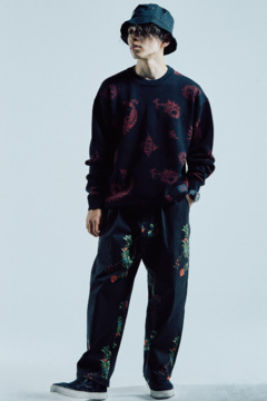 Zephyren Online Store / JACQUARD KNIT BLACK / BURGUNDY